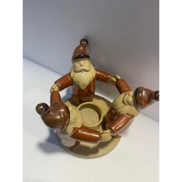 unknown | Accents | Vintage Santa Holding Hands Tea Light Votive Circle ...